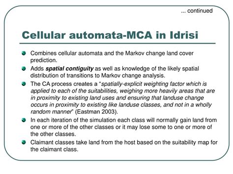 Ppt The Use Of Cellular Automata Markov Chain Analysis To Predict