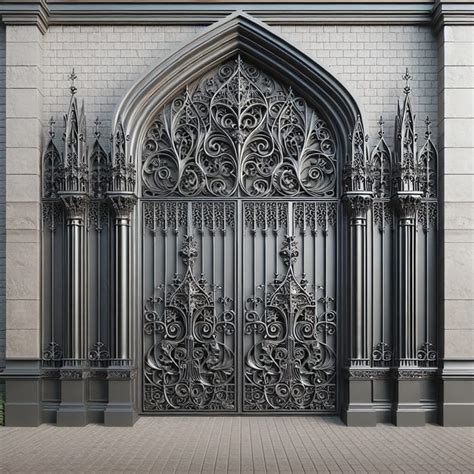 Metallic Gothic Gates Intricate Architectural Style Ai Art