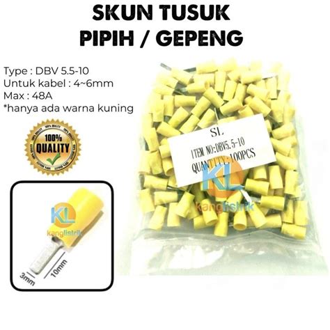 [harga Promo] Skun Pin Tusuk Gepeng 4~6mm Skun Kabel Tusuk Pipih Dbv 5 5 10 Alat Listrik