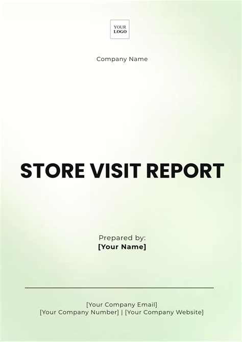 Free Store Visit Report Template To Edit Online