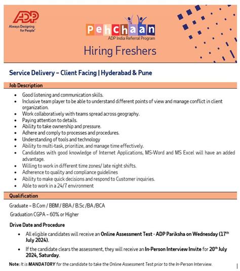 Girish Kumar Nadukula On Linkedin Hi All Adp Is Hiring Freshers This Time Pfb The Details And