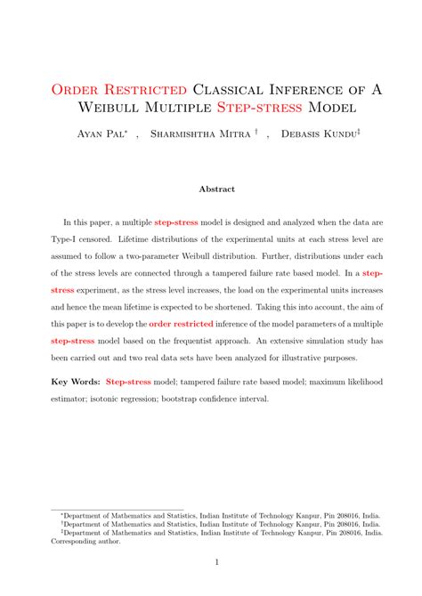 Pdf Order Restricted Classical Inference Of A Weibull Multiple Step