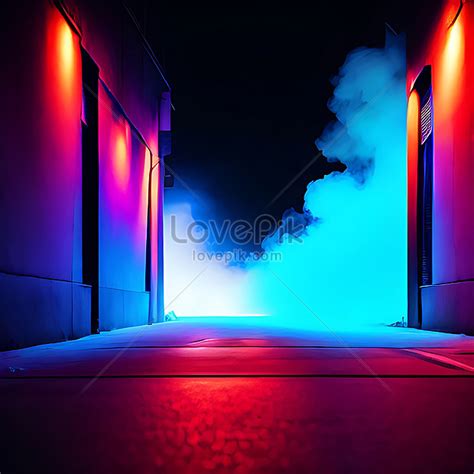 어두운 밤 도시 거리 네온 스포트라이트 연기 보기 배경 어두운 밤 도시 추상 배경 사진 무료 다운로드 Lovepik