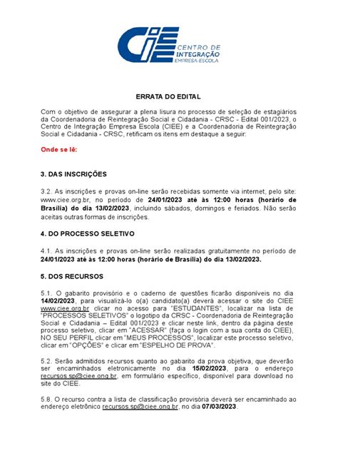Errata Do Edital Pdf