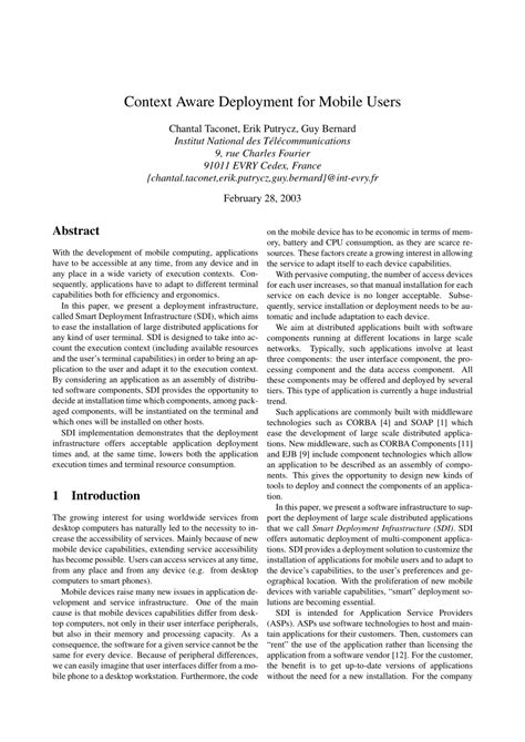 Pdf Context Aware Deployment For Mobile Users