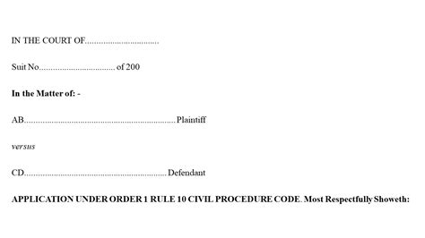 Format For Draft Under Order 1 Rule 10 Cpc Phenix Bay Legal