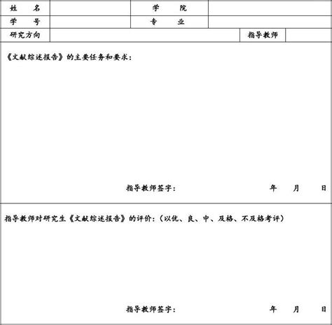 研究生《文献综述报告》考核表 文档之家