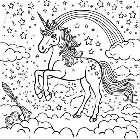 어린이 들 을 위한 유니콘 색채 페이지 프리미엄 Ai 생성 벡터