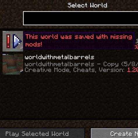 missing mods warning mods minecraft