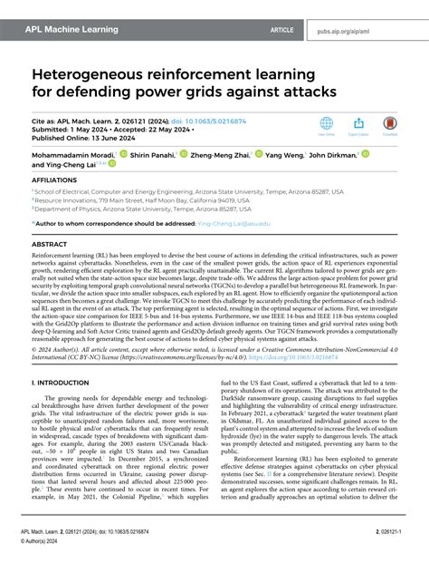 Pdf Heterogeneous Reinforcement Learning For Defending Power Grids Against Attacks
