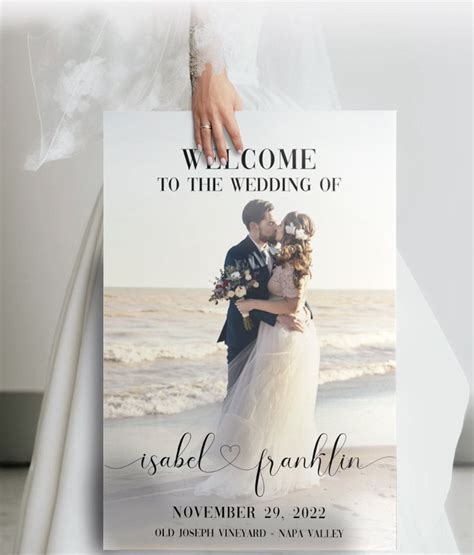 Personalized Classic Wedding Welcome Sign With Photo Speedyorders