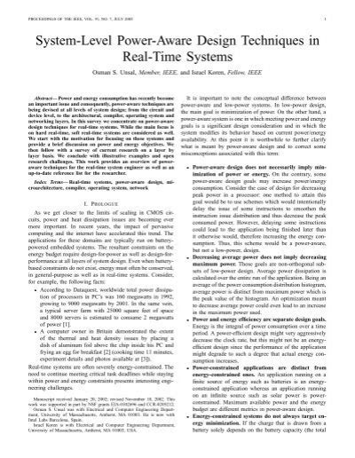 System Level Power Aware Design Techniques In Real Time Systems