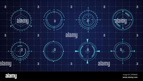 Hud Aim Pointer Optical Target Futuristic Focus Range Indicators
