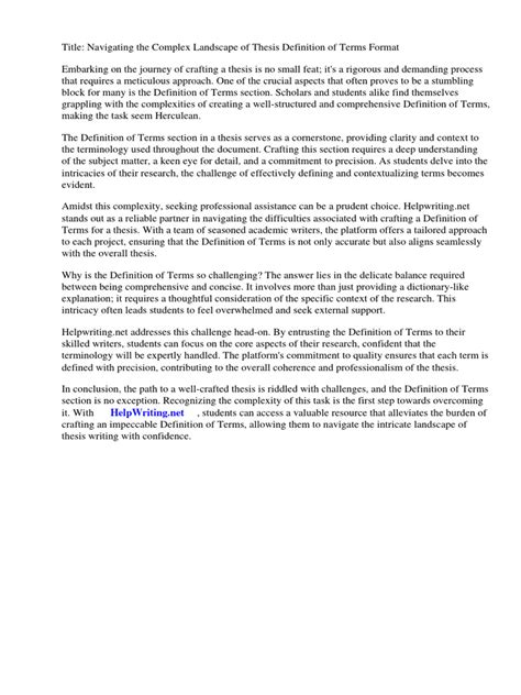 Thesis Definition Of Terms Format Pdf Essays Thesis