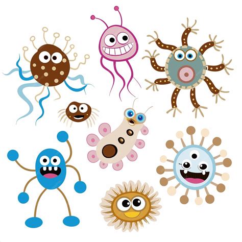Un Grupo De Diferentes Tipos De Bacterias Y Bacterias Vector Premium