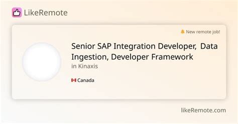 📩 Senior Sap Integration Developer Data Ingestion Developer Framework
