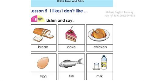 Grade 1 English အင်္ဂလိပ်စာ သင်ရိုးသစ် Unit 5 Lesson 5 I Like I Dont Like လိုက်ဆိုပ