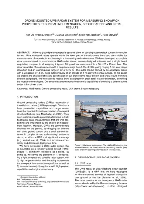 Pdf Drone Mounted Uwb Radar System For Measuring Snowpack Properties