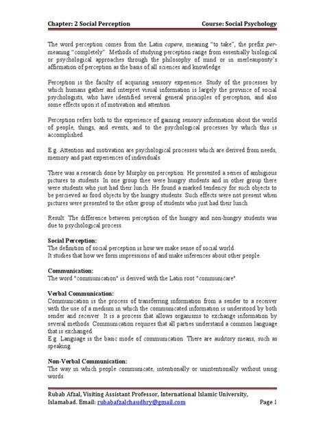 Social Perception Pdf Communication Perception