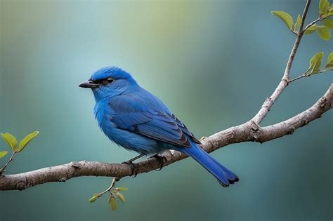 Blue Bird On A Branch Premium Ai Generated Image