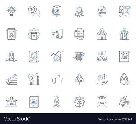 Effectiveness Line Icons Collection Productivity Vector Image