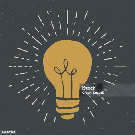 전구 기호 빈티지 라벨 그런 지 질감 복고풍 배지 타이포그래피 디자인 벡터 일러스트 전구에 대한 스톡 벡터 아트 및 기타 이미지 전구 0명 고무도장 Istock