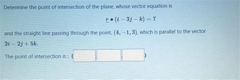 Solved Determine The Point Of Intersection Of The Plane Chegg