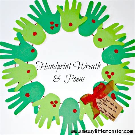 Handprint Christmas Wreath Messy Little Monster