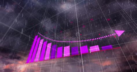 image of statistical data processing over thunderstorm and rain falling