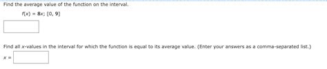 solved find the average value of the function on the