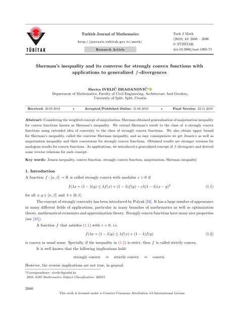 Pdf Shermans Inequality And Its Converse For Strongly Convex