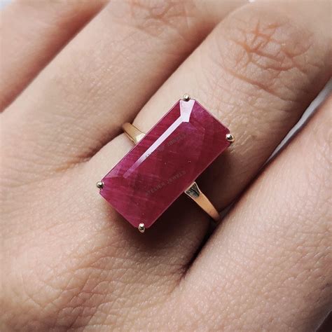 Natural Ruby Ring 14k Solid Yellow Gold Ruby Ring July Birthstone