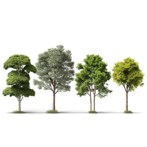 Premium AI Image Collection Of Isolated Trees On White Background