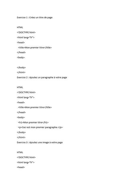 Exercices Html Pdf