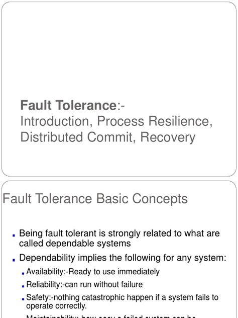 Fault Tolerance Introduction Process Resilience Distributed Commit Recovery Pdf Fault