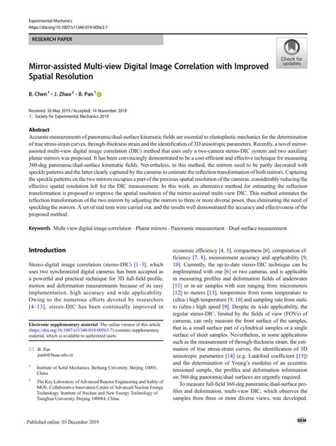 Pdf Mirror Assisted Multi View Digital Image Correlation With Improved Spatial Resolution