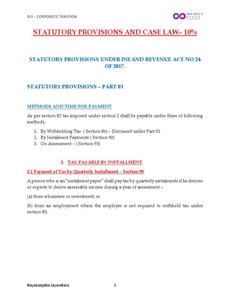 Statutory Provisions Part 03 Pdf Taxes Corporate Tax