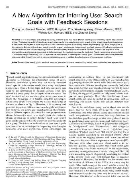 Pdf A New Algorithm For Inferring User Search Goals With Feedback