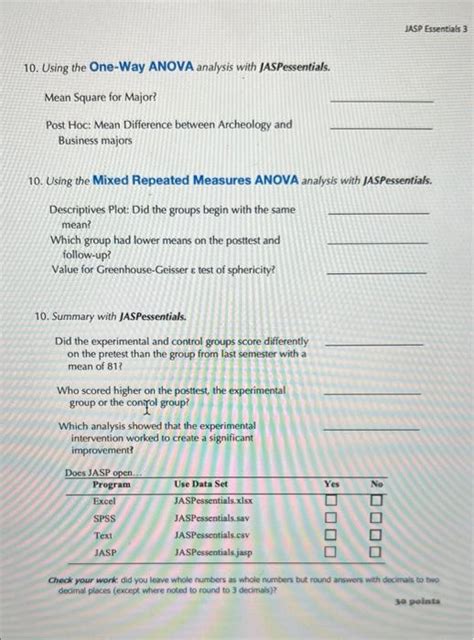 Solved Jasp Essentii Part 2 Analysis Answer These Questions