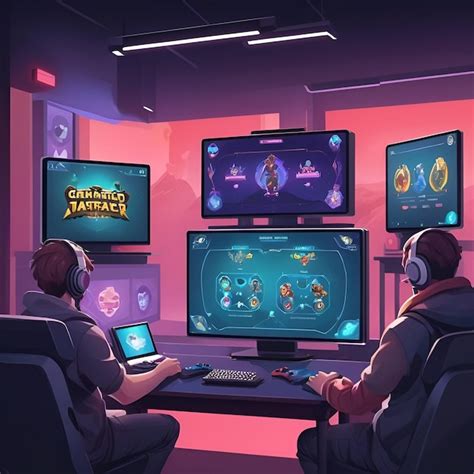 Multiplayer Gaming Console Mockup Avatars Stats Realtime Chat Interface Showcase Premium Ai