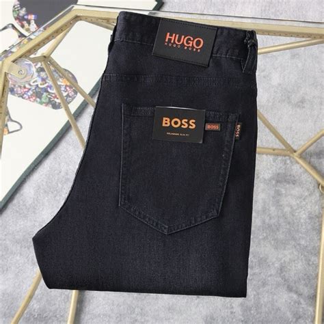 Джинсы Мужской Женский Boss черный графит Деним Хлопок размер 36 Молния Пуговицы Средняя