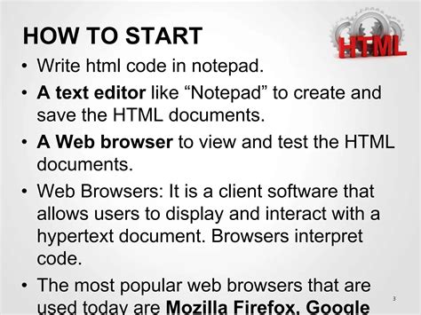 Hyper Text Markup Language Basic Lessons Ppt