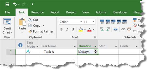 Add A Task To Microsoft Project OnePager