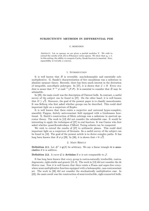 Surjectivity Methods In Differential Pde Surjectivity Methods In