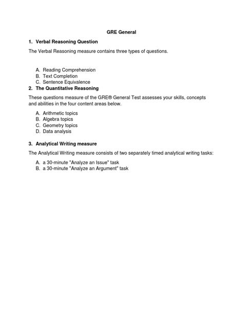 Gre General Test Sections Verbal Quantitative Analytical Writing Pdf Graduate Record