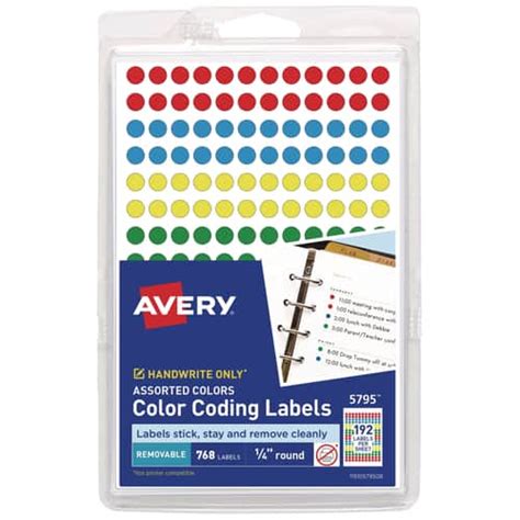 Handwrite Only Self Adhesive Removable Round Color Coding Labels By