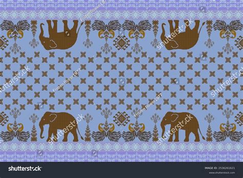 Elegant Pixel Art Elephant Peacock Pattern Stock Vector Royalty Free