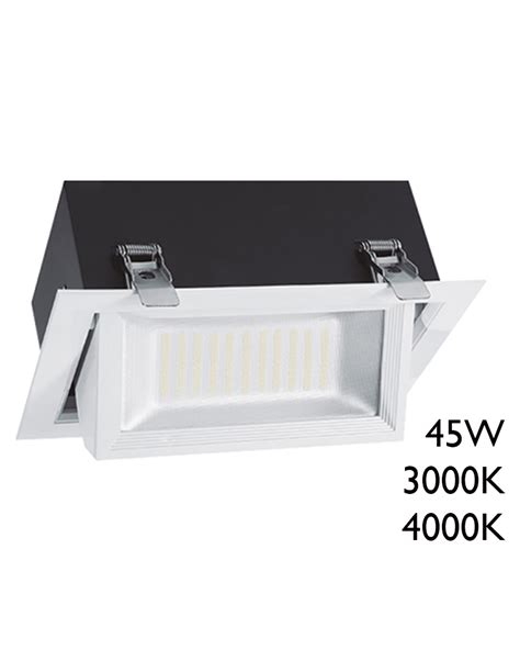 Downlight Rectangular Led 45w Aluminio Lacado Blanco Empotrable 215cm