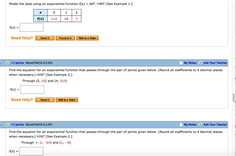 Solved Model The Data Using An Exponential Function F X Chegg
