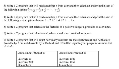 Solved Write A C Program That Will Read A Number N From Chegg Com